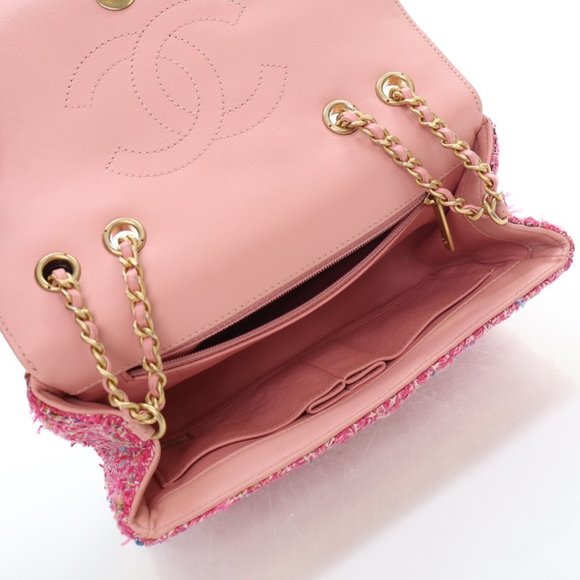 CHANEL | Bags | Chanel Medium Pink Tweed Cc Filigree Flap | Poshmark